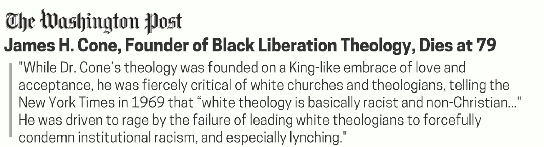 We continue to mourn Dr. Cone's death, even as we celebrate his ...